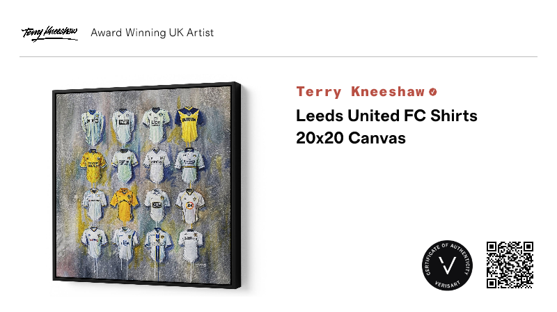 Terry Kneeshaw | Leeds United FC Shirts 20x20 Canvas | View certificate