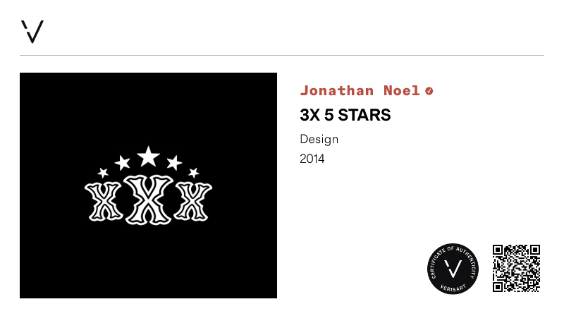 Jonathan Noel | 3X 5 STARS | View certificate