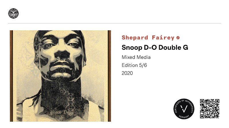 Shepard Fairey | Snoop D-O Double G | View certificate