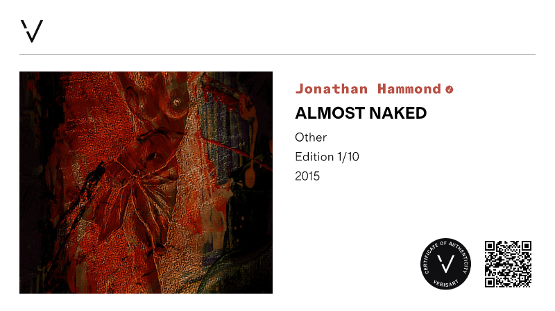 Jonathan Hammond | ALMOST NAKED | View certificate