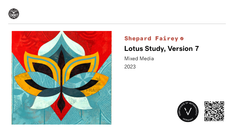 Shepard Fairey | Lotus Study, Version 7 | View certificate