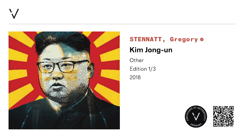 STENNATT, Gregory | Kim Jong-un | View certificate