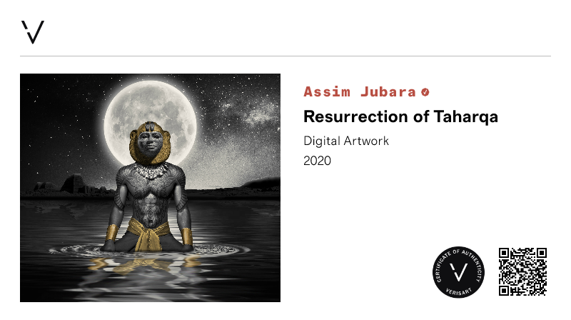 Assim Jubara | Resurrection of Taharqa | View certificate