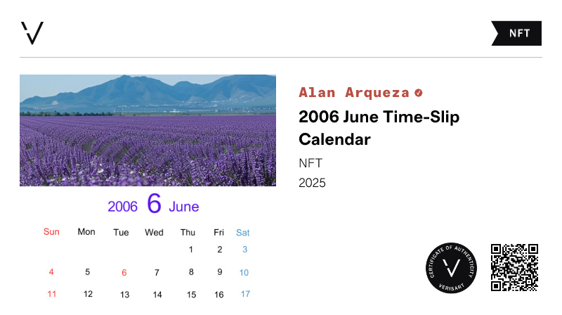 Alan Arqueza | 2006 June Time-Slip Calendar | View certificate